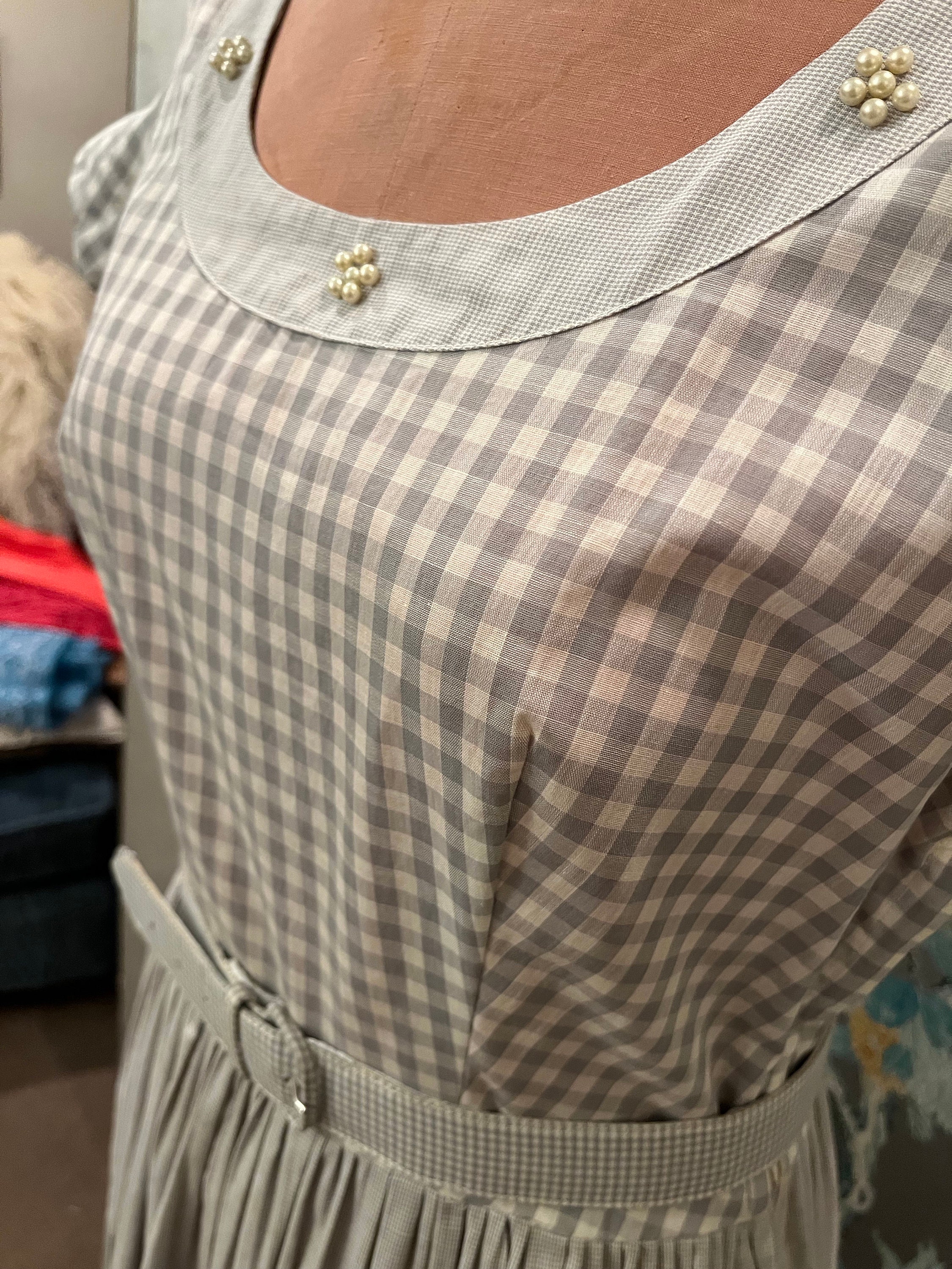 1950 Vintage, “miami Miss” Label, Grey and White Check, Cotton Dress - Etsy