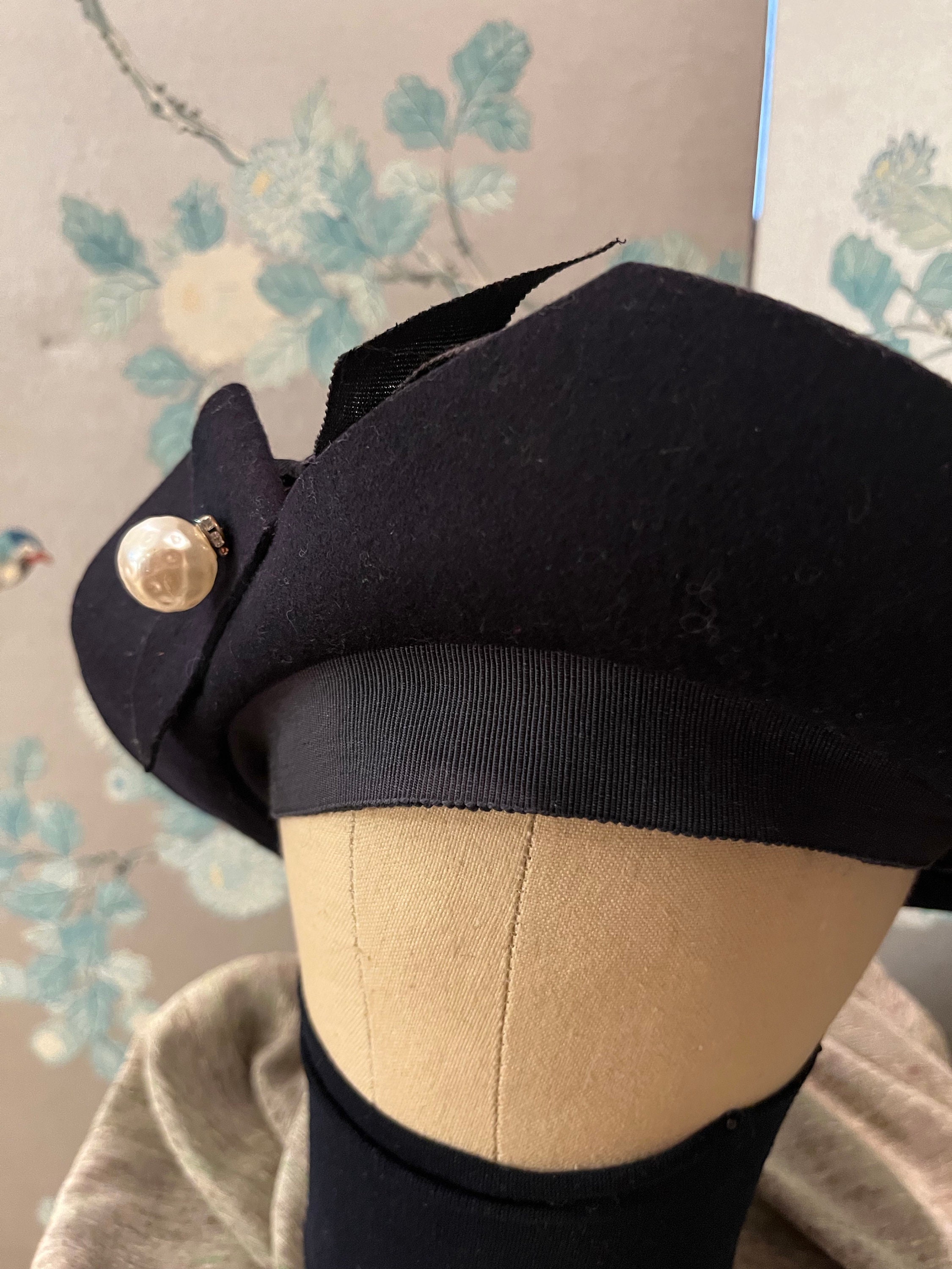 1930 Du Barry Hat With the Tag Still Attached. Black Felt With Baroque ...