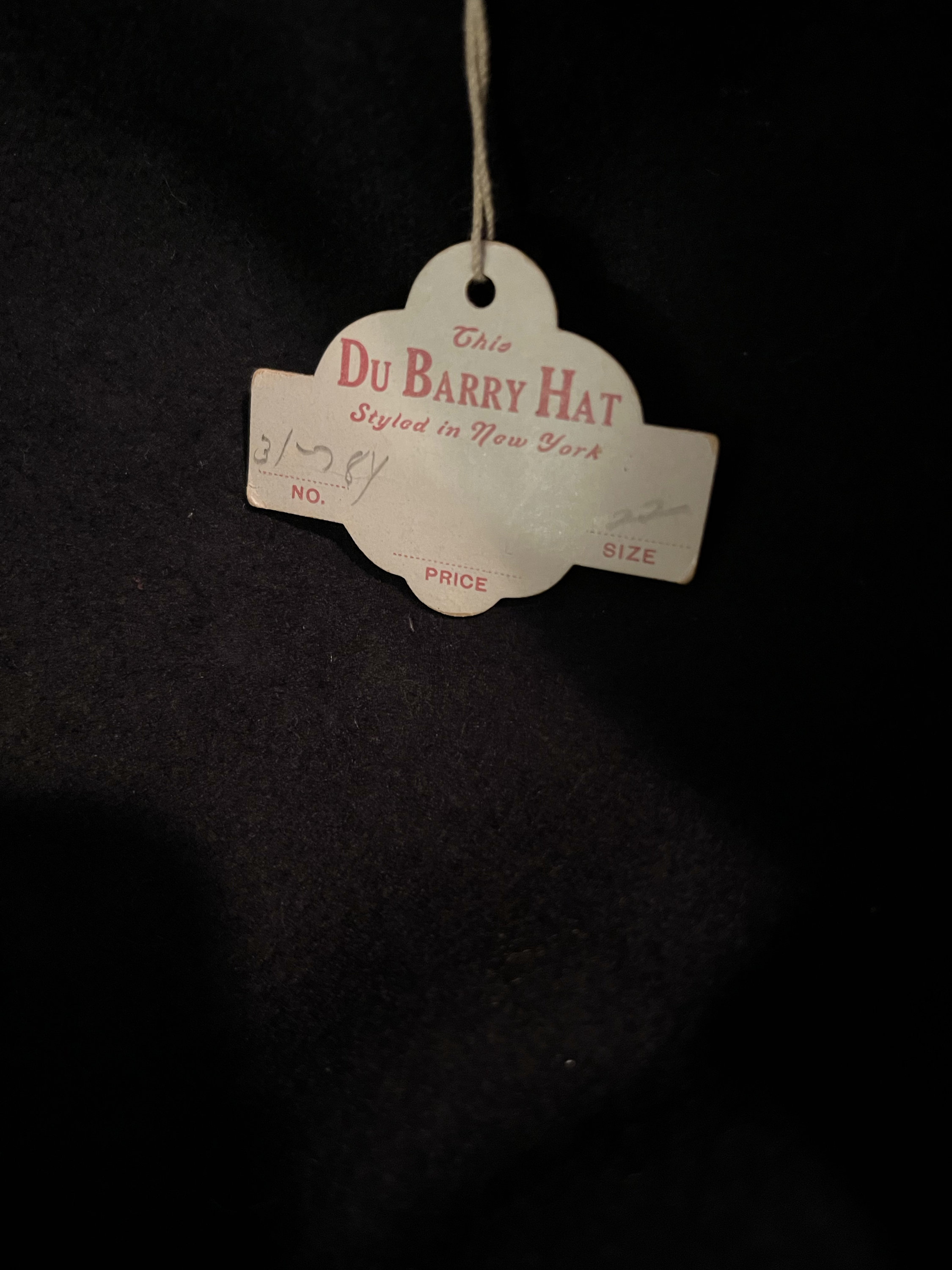 1930 Du Barry Hat With the Tag Still Attached. Black Felt With Baroque ...