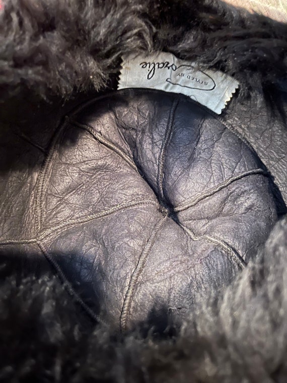 1980 vintage, cloche, black shearling, fur hat - Gem