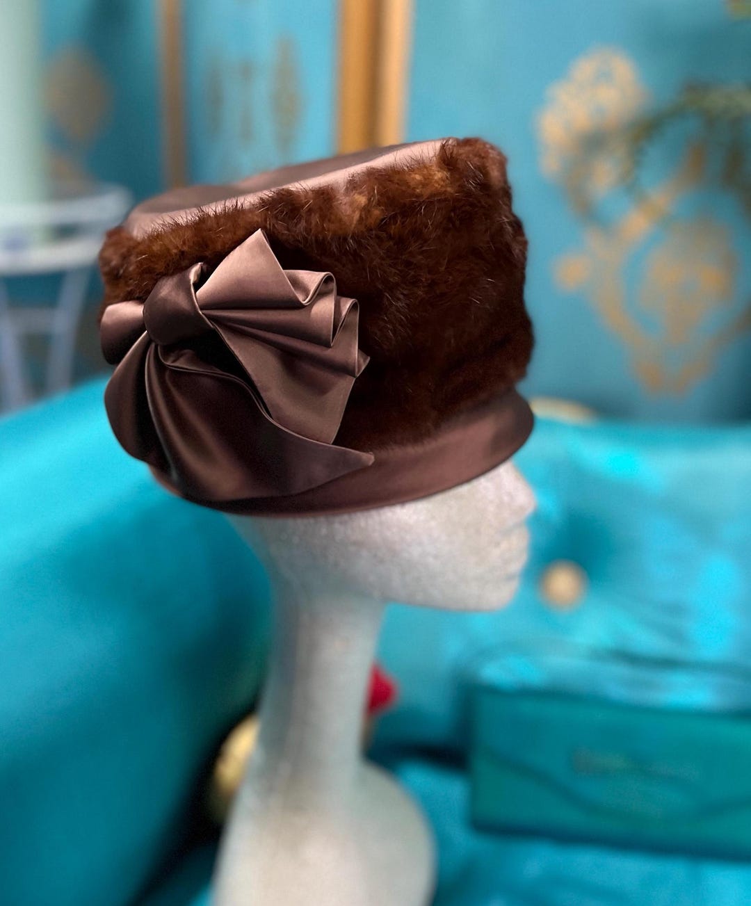 60’s Mink and Satin, Dome Hat; Original Designed by “evelyn” - Etsy