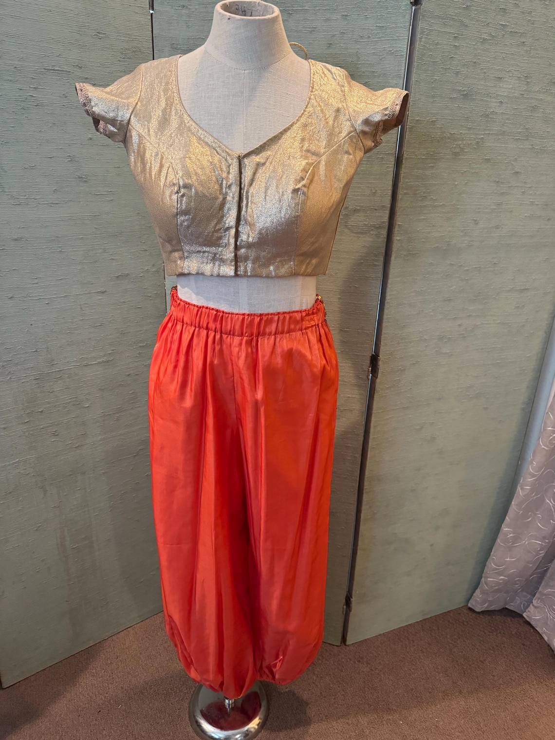Arabian Dance Costume, Gold and Orange Two Piece - Etsy