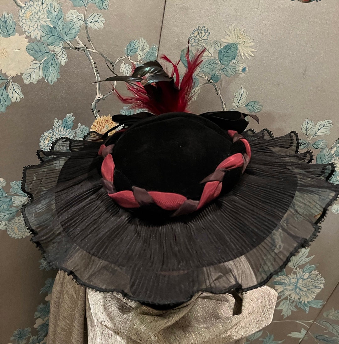 1940 Vintage, “ruth Alan” Hat, Wide Brim, Aigrette Feathers, Gorgeous ...