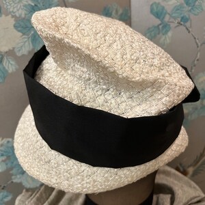 1960 Vintage, White Straw Scrunched Style Hat With Black Belt and ...