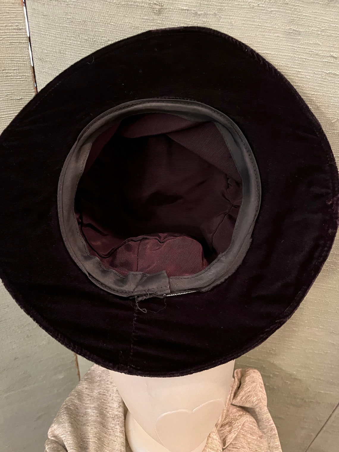 1920 Cloche Hat, Black Aigrette Feathers and Rhinestones on Black ...