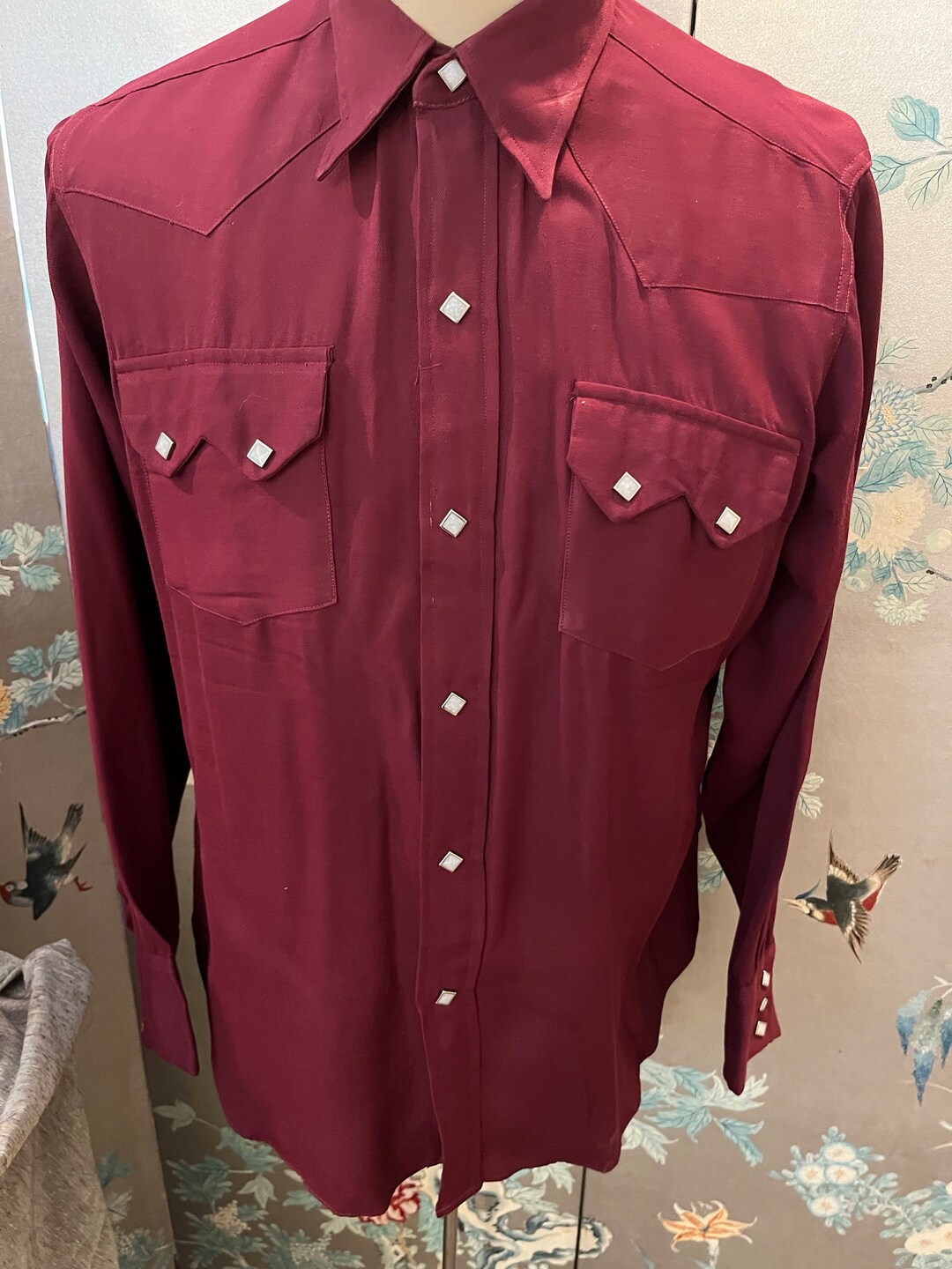 1950 Vintage, Cowboy Shirt, Gabardine by Regent Label, Burgundy ...