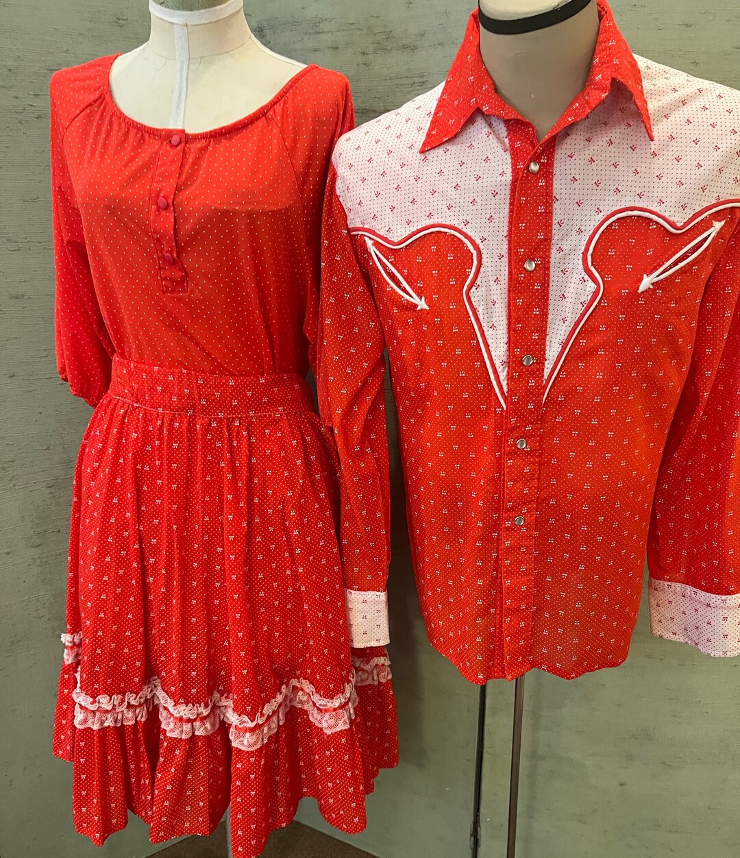 Western Set, Man’s Shirt and Matching Woman’s Blouse and Skirt - Etsy