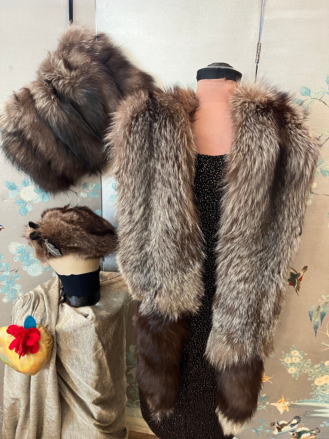 1940 Vintage, Silver Fox, Full Body, Stole; Two Separate Pieces. - Etsy