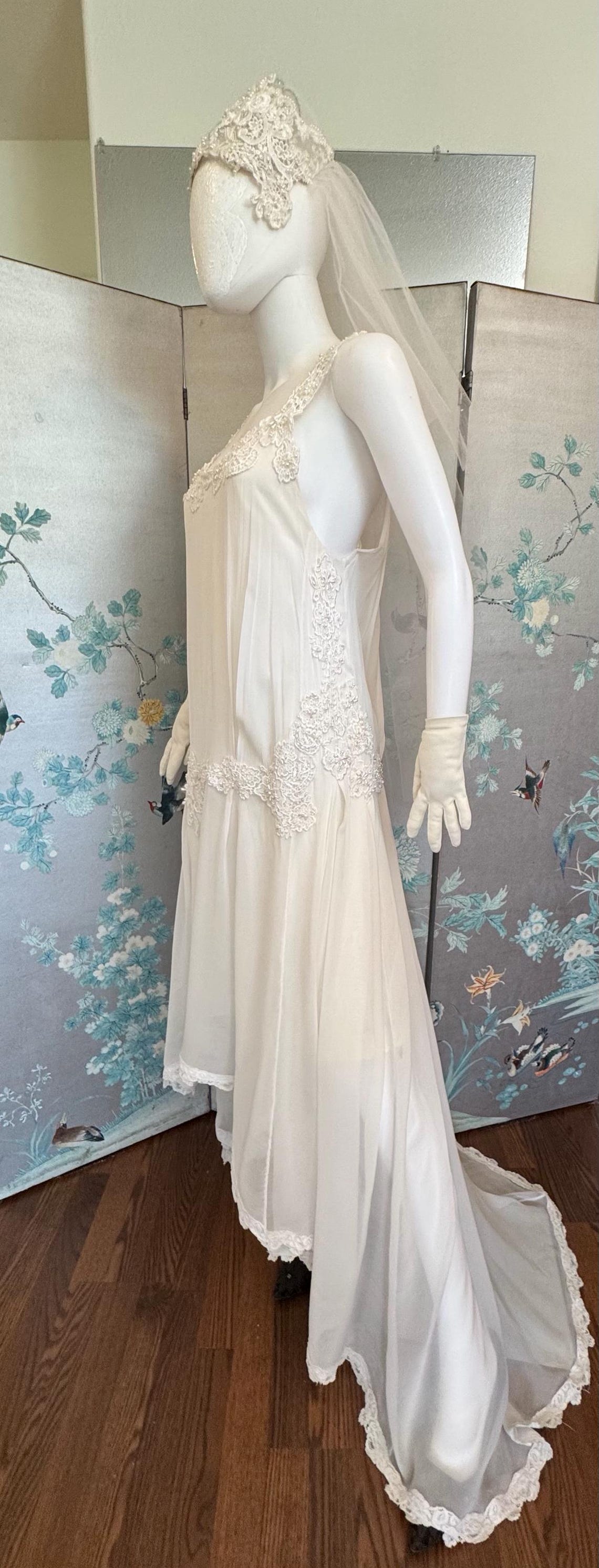 20’s Style Vail& One of a Kind Head Piece-vail and Dress Designed for ...