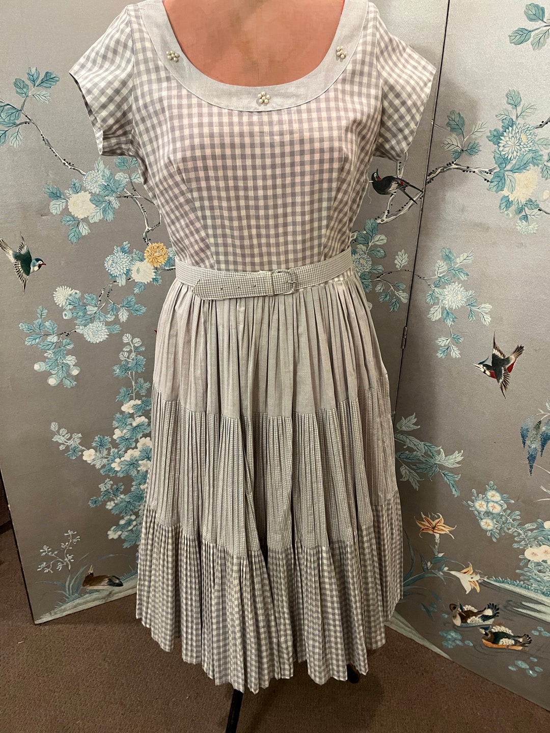 1950 Vintage, “miami Miss” Label, Grey and White Check, Cotton Dress - Etsy