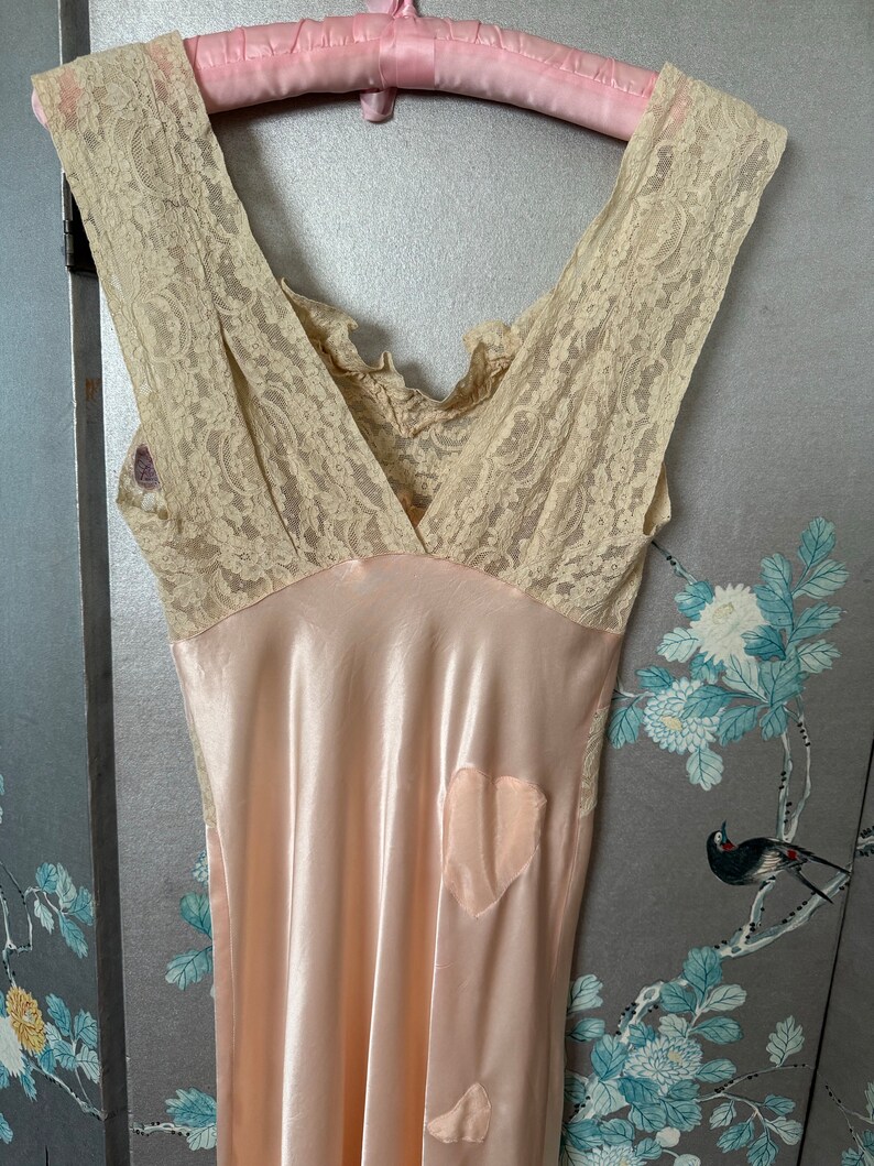 30s Negligee, Restored Beauty, Pink Silk Satin and Echo Lace, Classic ...