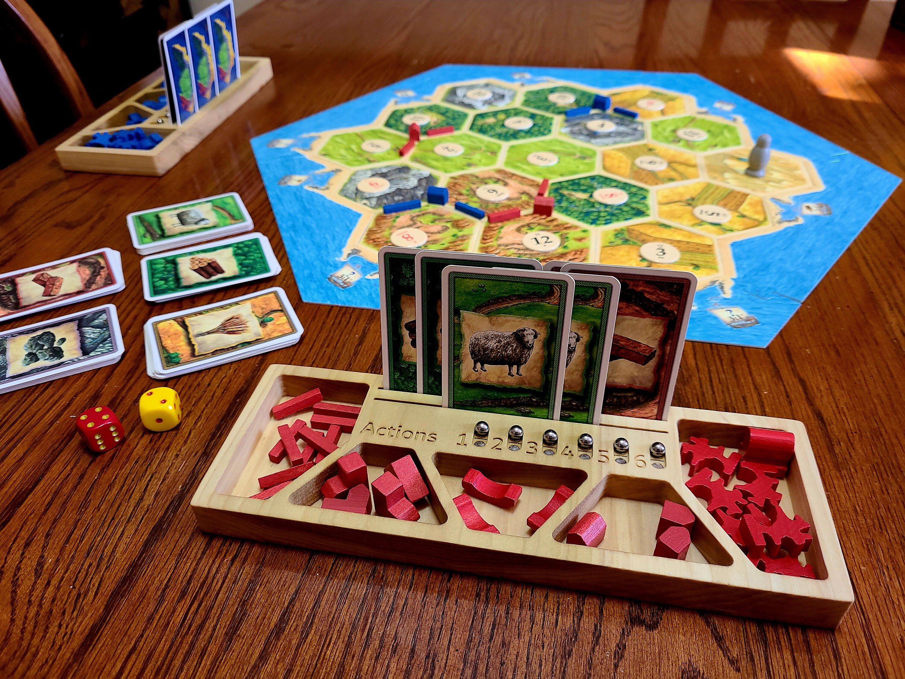 Solid Wood Game Trays With Action Tracker and Card Slots - Etsy