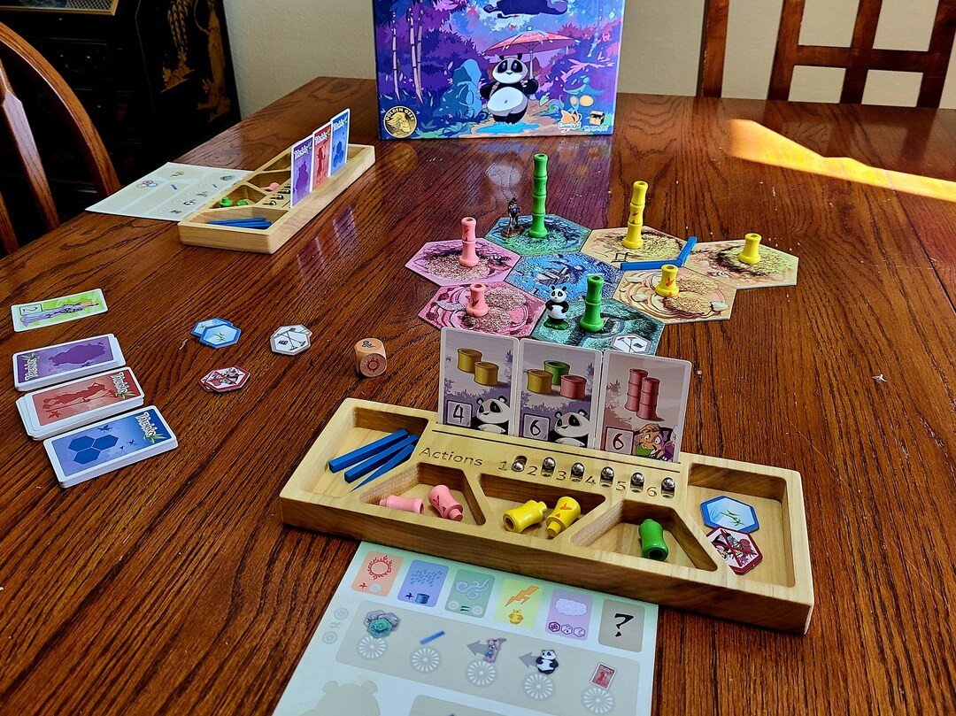 Solid Wood Game Trays With Action Tracker and Card Slots - Etsy