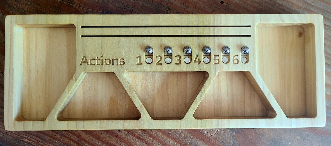 Solid Wood Game Trays With Action Tracker and Card Slots - Etsy