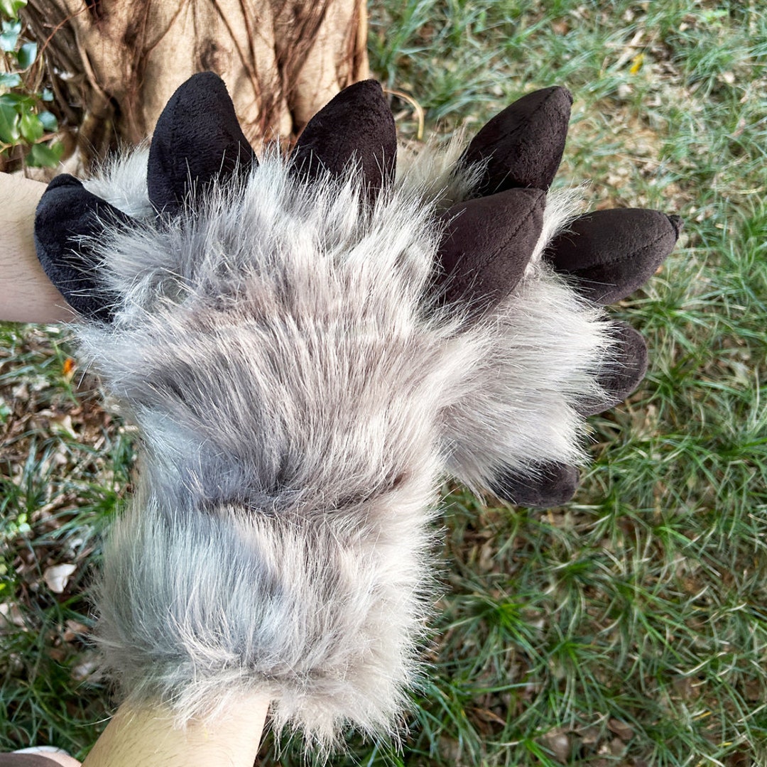 Gray Fursuit Puppy Paws, Puffy Fursuit Paw, Cosplay Gloves,cat Paws ...