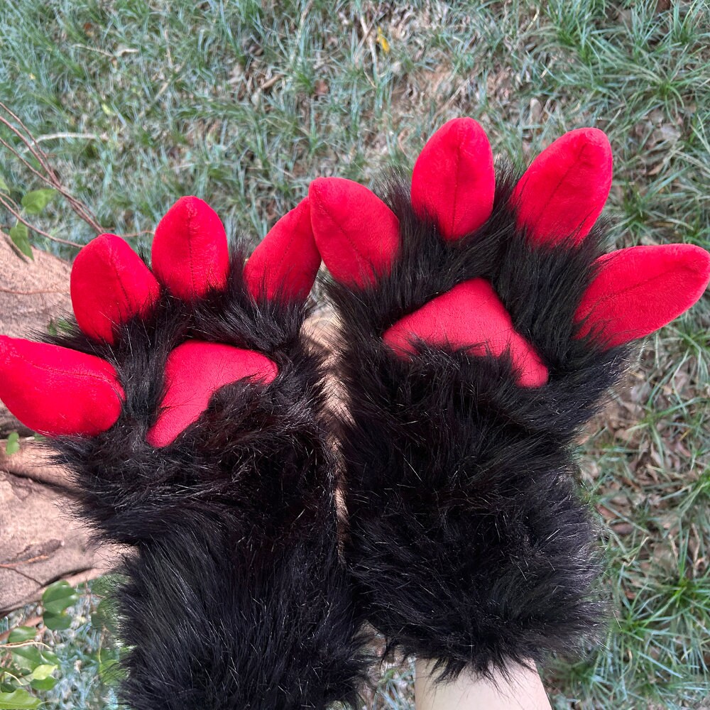 Black Fursuit Puppy Paws, Puffy Fursuit Paw, Cosplay Gloves,cat Paws ...