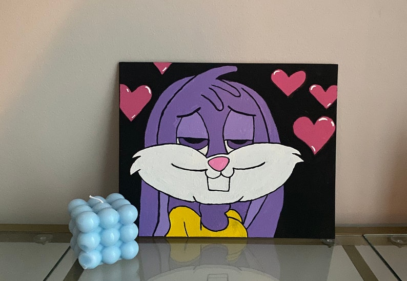 Bugs Bunny Girl Bunny in Love Cartoon Acrylic Canvas Hand - Etsy