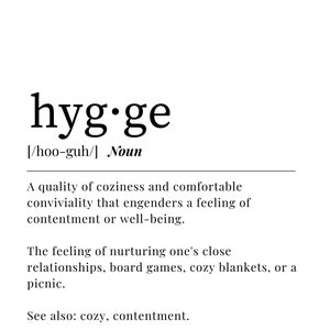 Hygge Definition Wall Art Print, Printable Digital Download, Minimalist ...