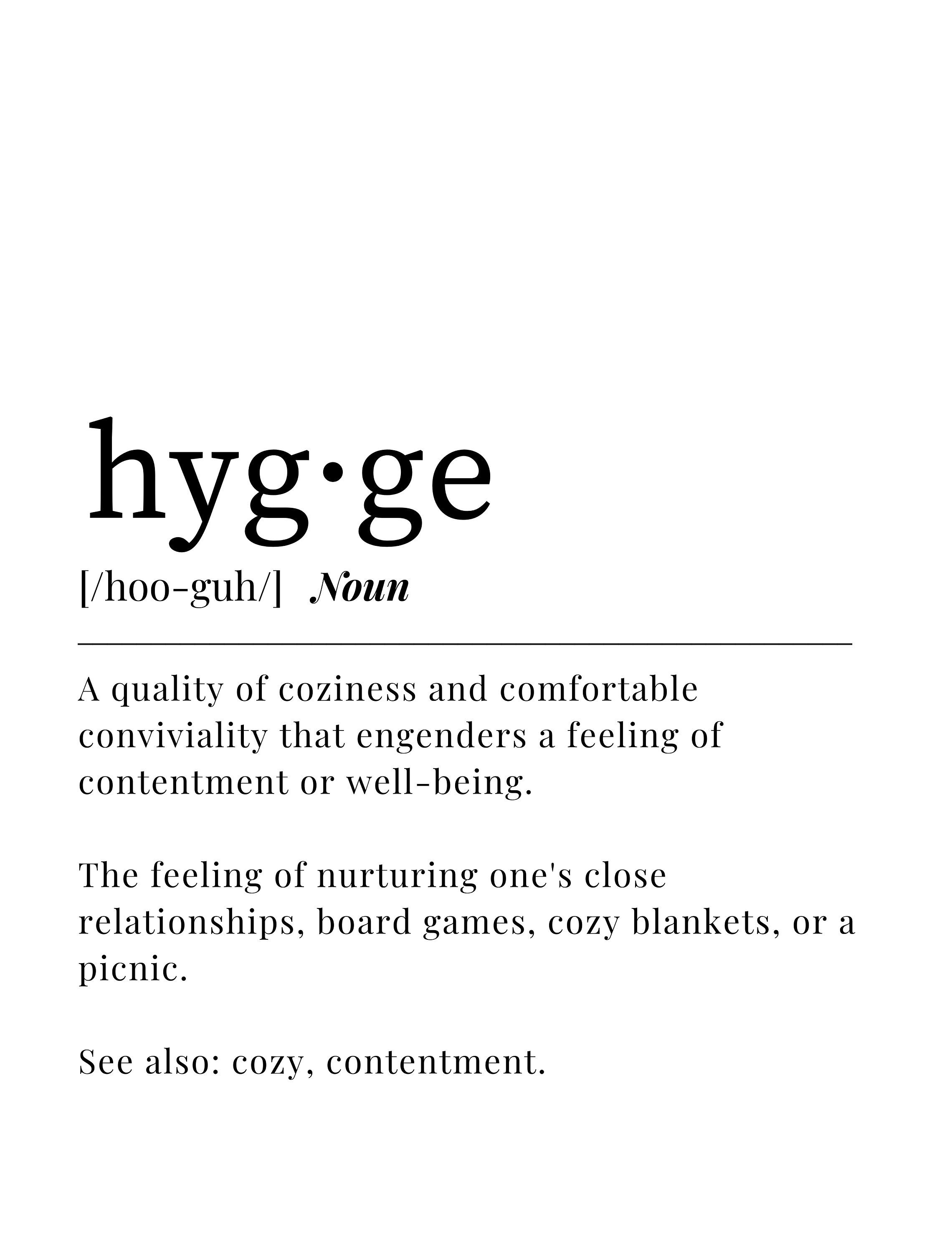 Hygge Definition Wall Art Print, Printable Digital Download, Minimalist ...