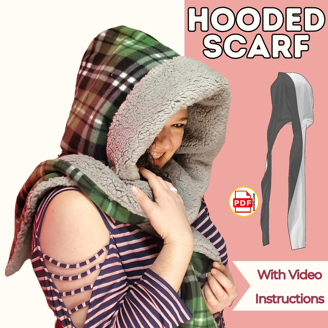 DIY Hooded Scarf PDF Sewing Pattern – Print and Projector File Sewing ...