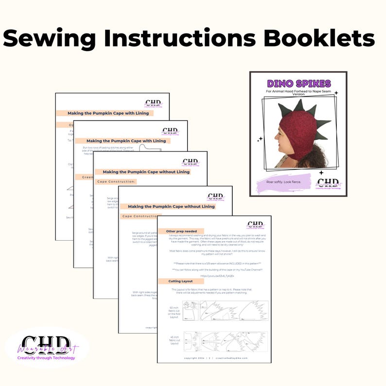 Dinosaur Spikes Hood Sewing Pattern, PDF + Projector 8-sizes - Etsy