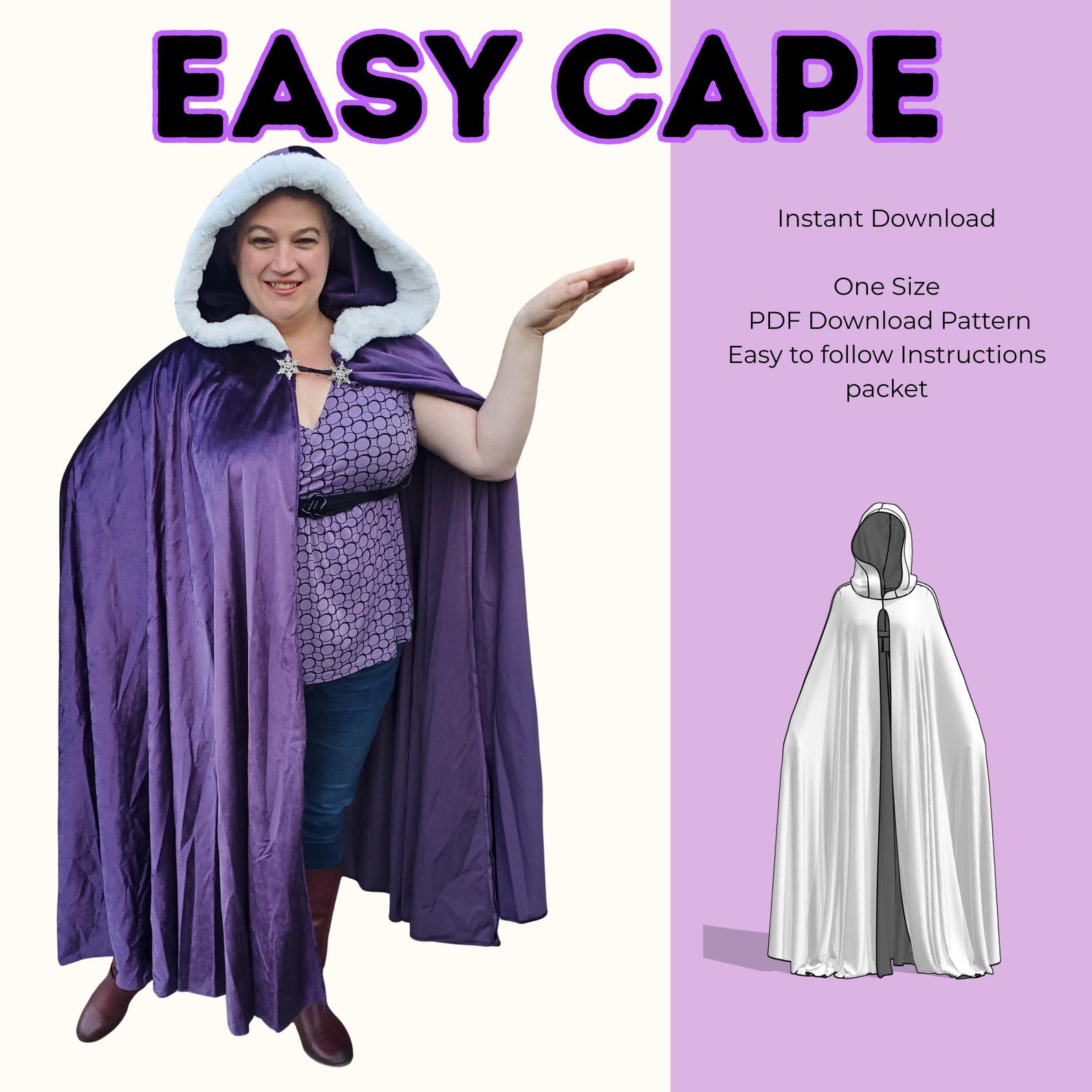 Easy Cape Sewing Pattern | Beginner-friendly Cape With Optional Ties ...