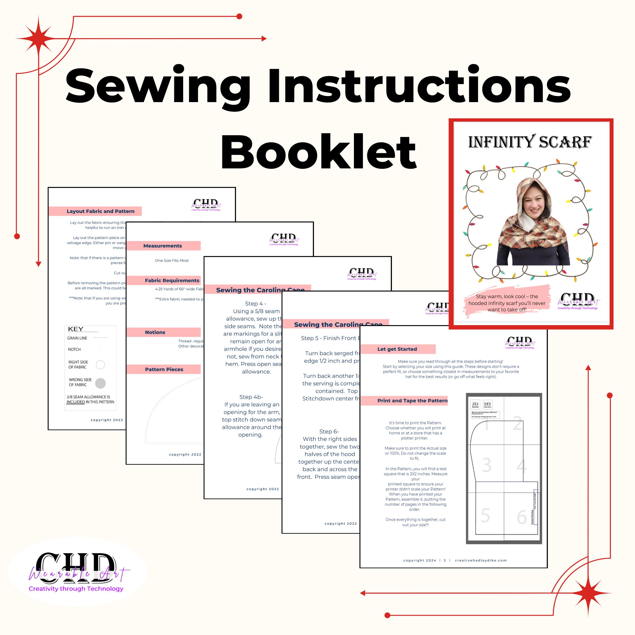 Hooded Infinity Scarf Sewing Pattern PDF, Projector File, A0, Letter ...