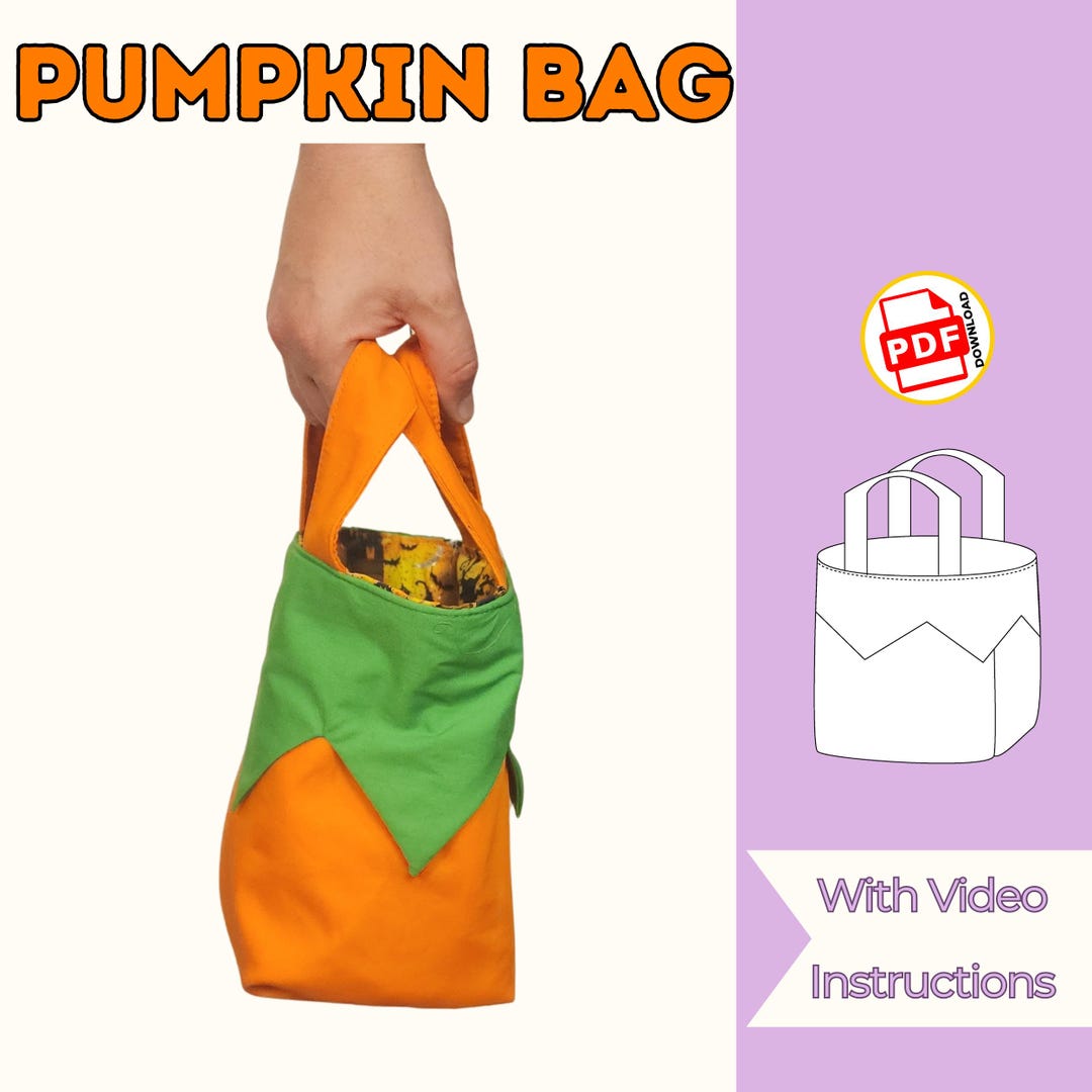 Pumpkin Bag Sewing Pattern: 8 Sizes, Video Tutorial (PDF and Projector ...