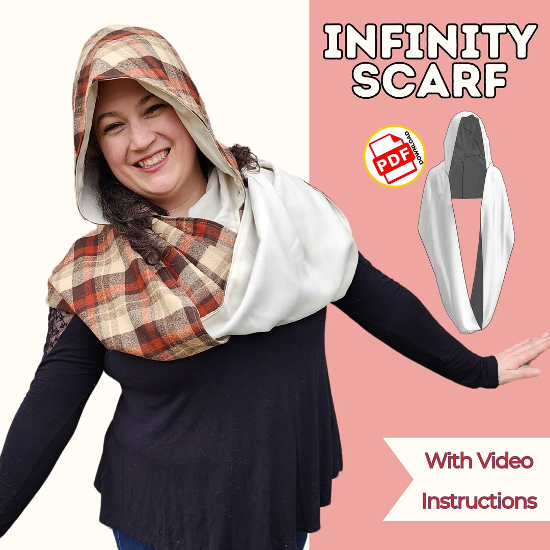 Hooded Infinity Scarf Sewing Pattern – PDF, Projector File, A0, Letter ...