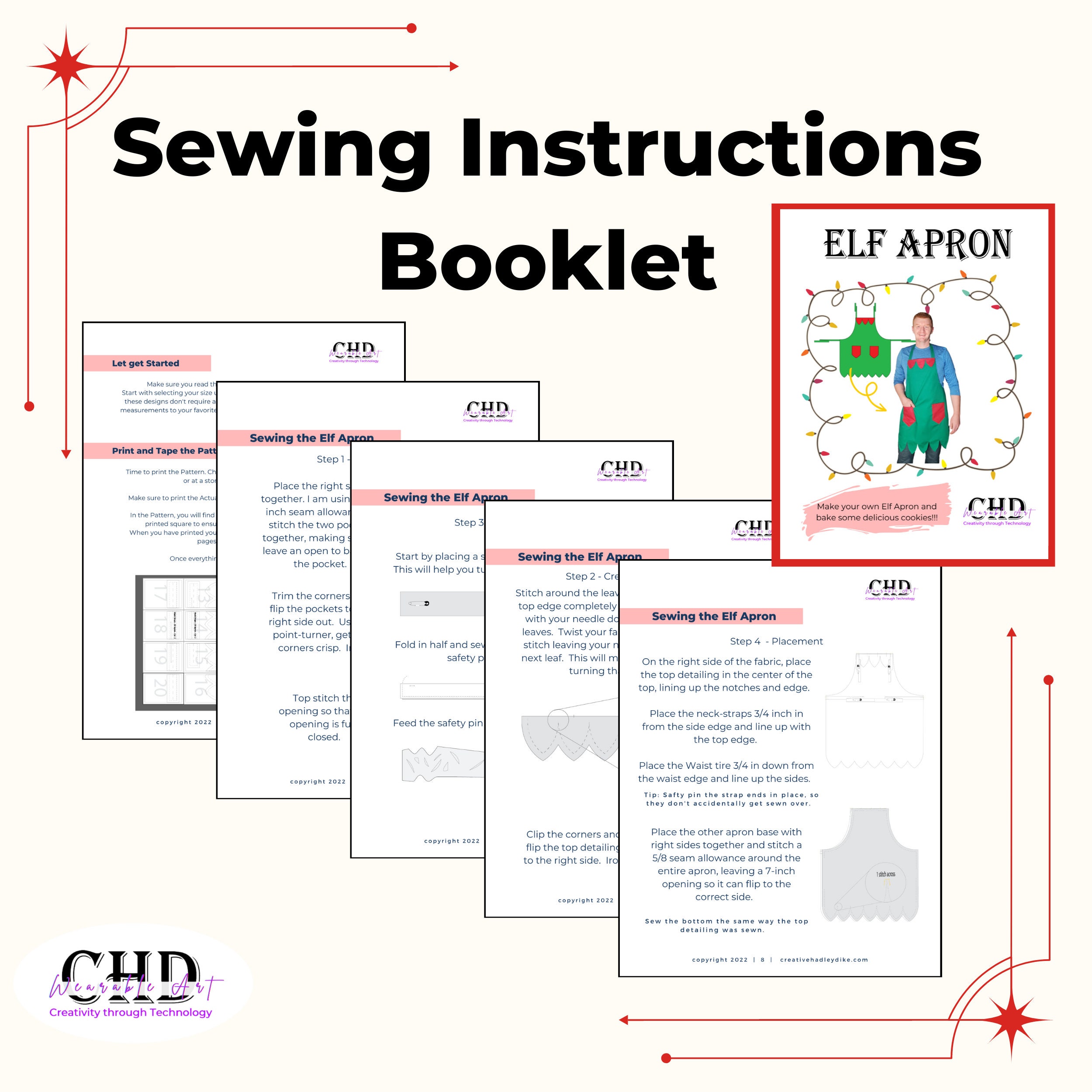 Elf Apron Sewing Pattern | Holiday Apron Sewing Pattern | Christmas Elf ...