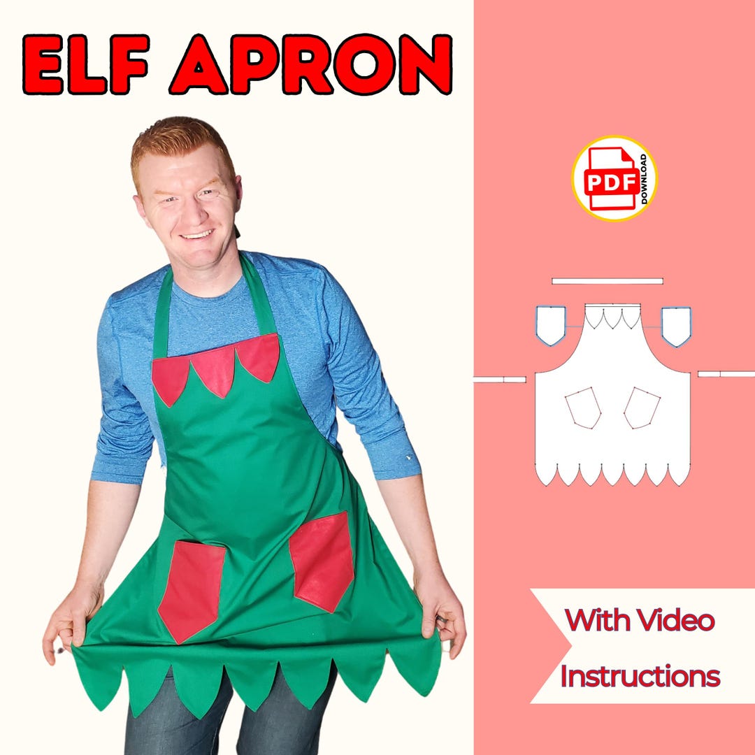 Elf Apron Sewing Pattern | Holiday Apron Sewing Pattern | Christmas Elf ...
