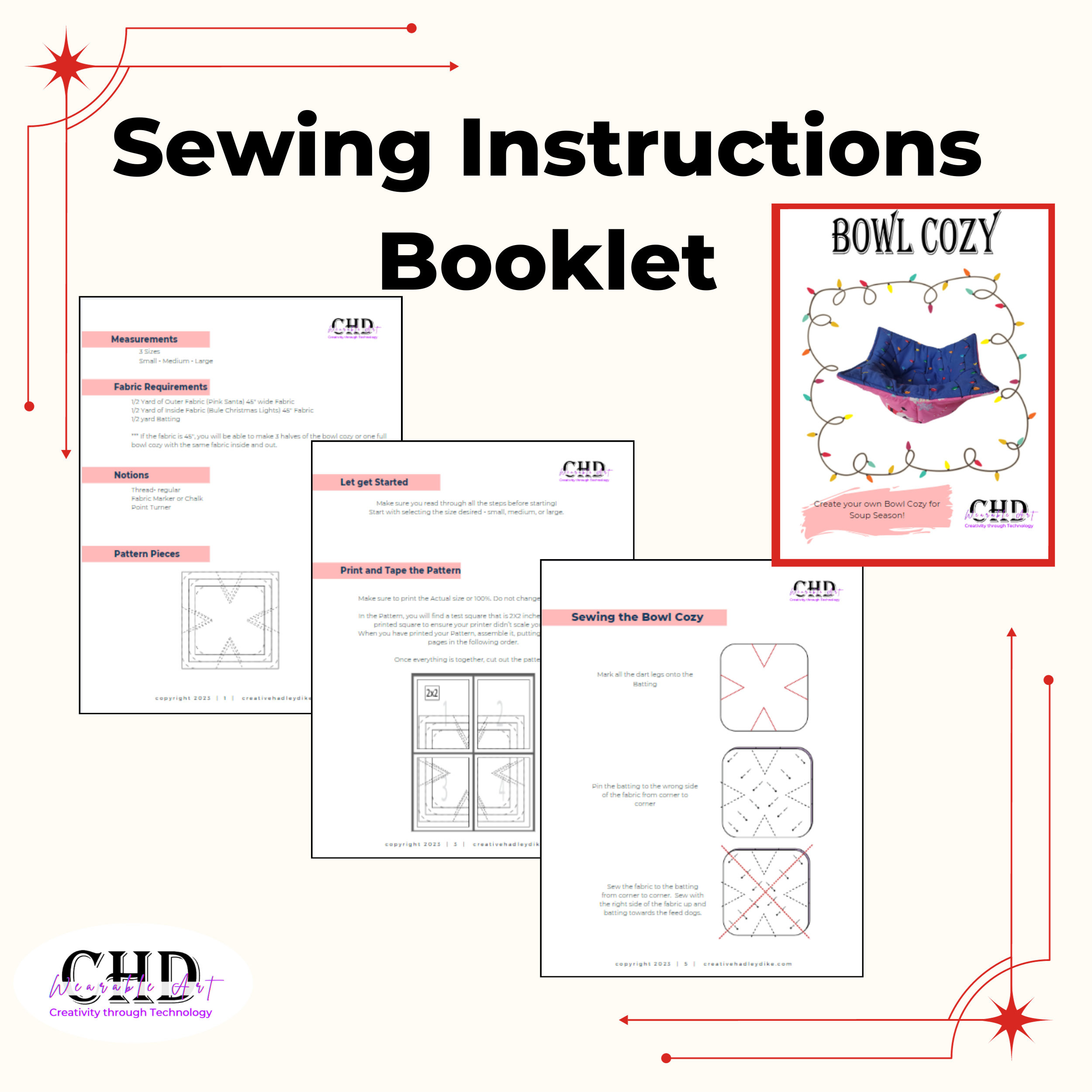 Bowl Cozy Sewing Pattern – PDF and Projector Download With Video ...