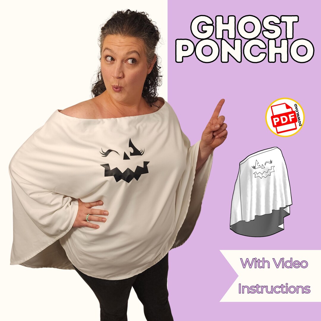 Ghost Poncho Sewing Pattern With Video (PDF, XS-5XL) - Etsy