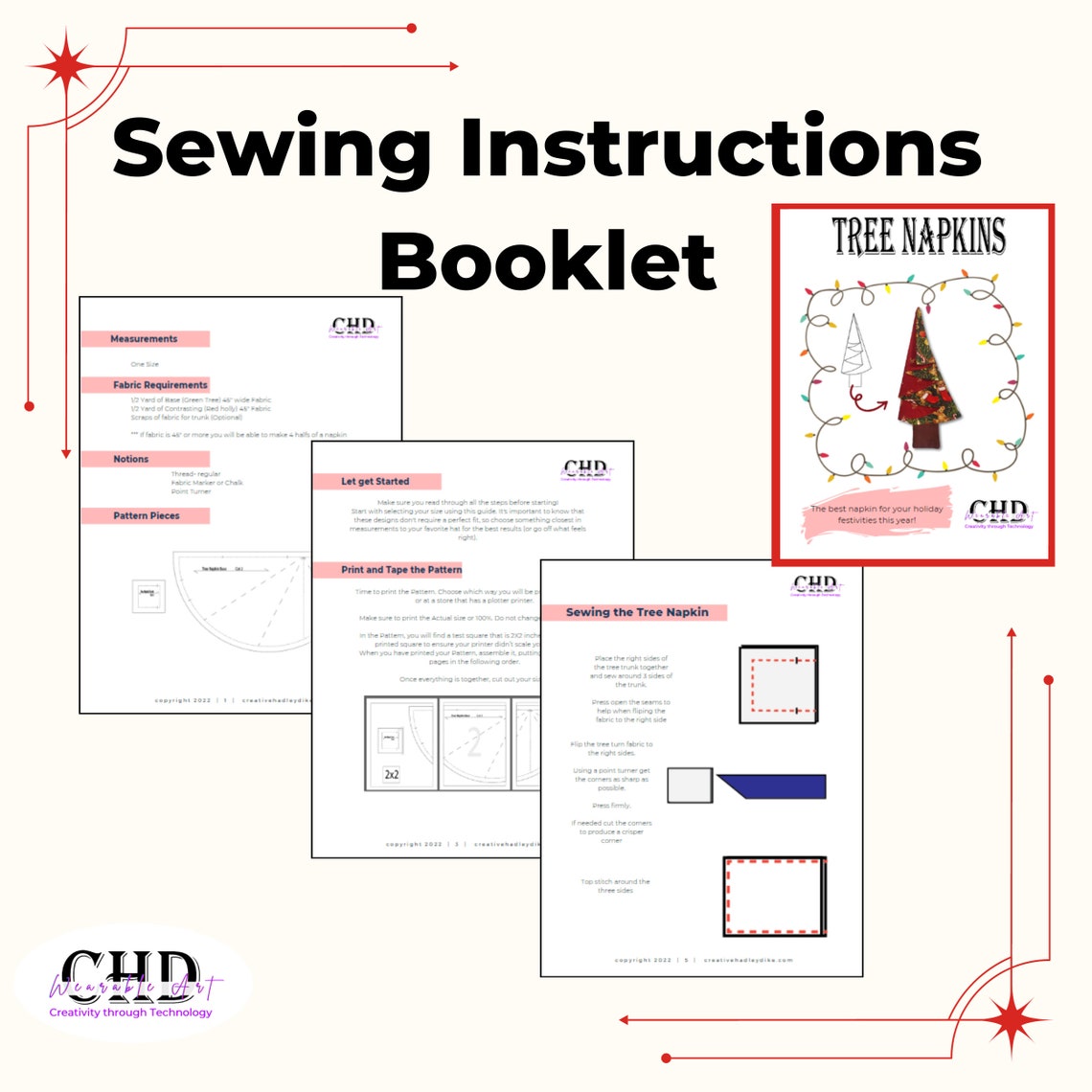 Tree Napkin Sewing Pattern | DIY Tree Napkin | Holiday Tree Napkin PDF ...
