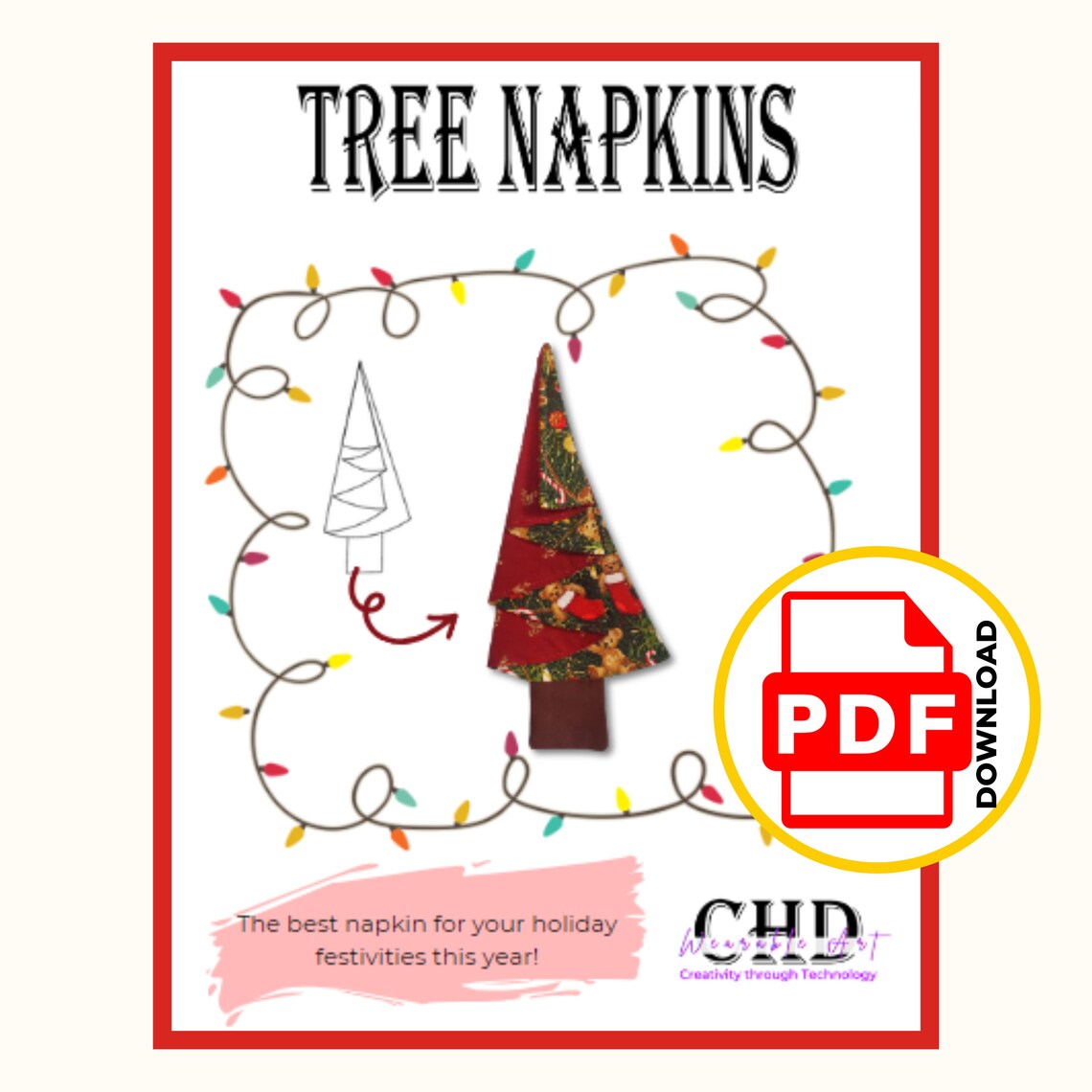 Tree Napkin Sewing Pattern DIY Tree Napkin Holiday Tree Napkin PDF ...