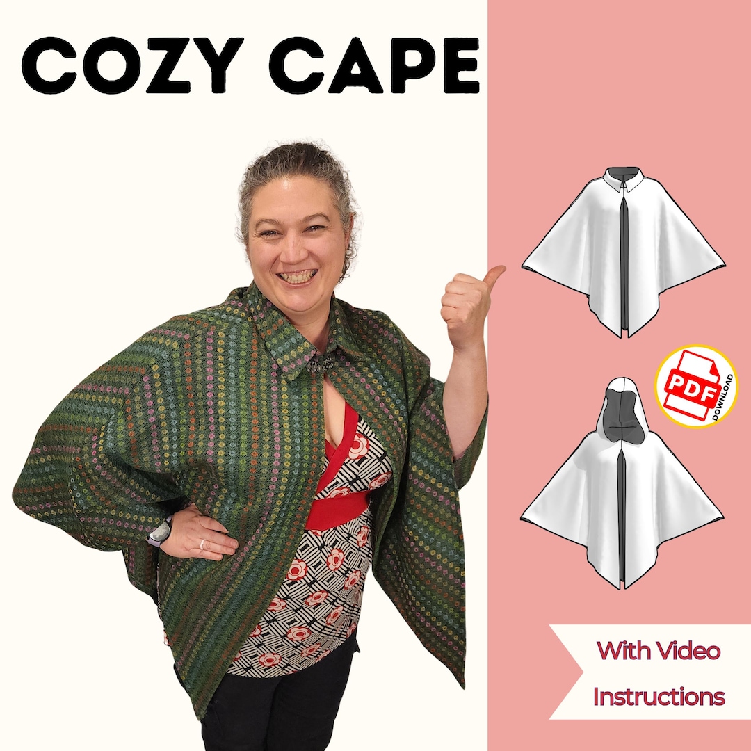 Cape Sewing Pattern PDF – Beginner Friendly, Collar & Hood Options 12 ...