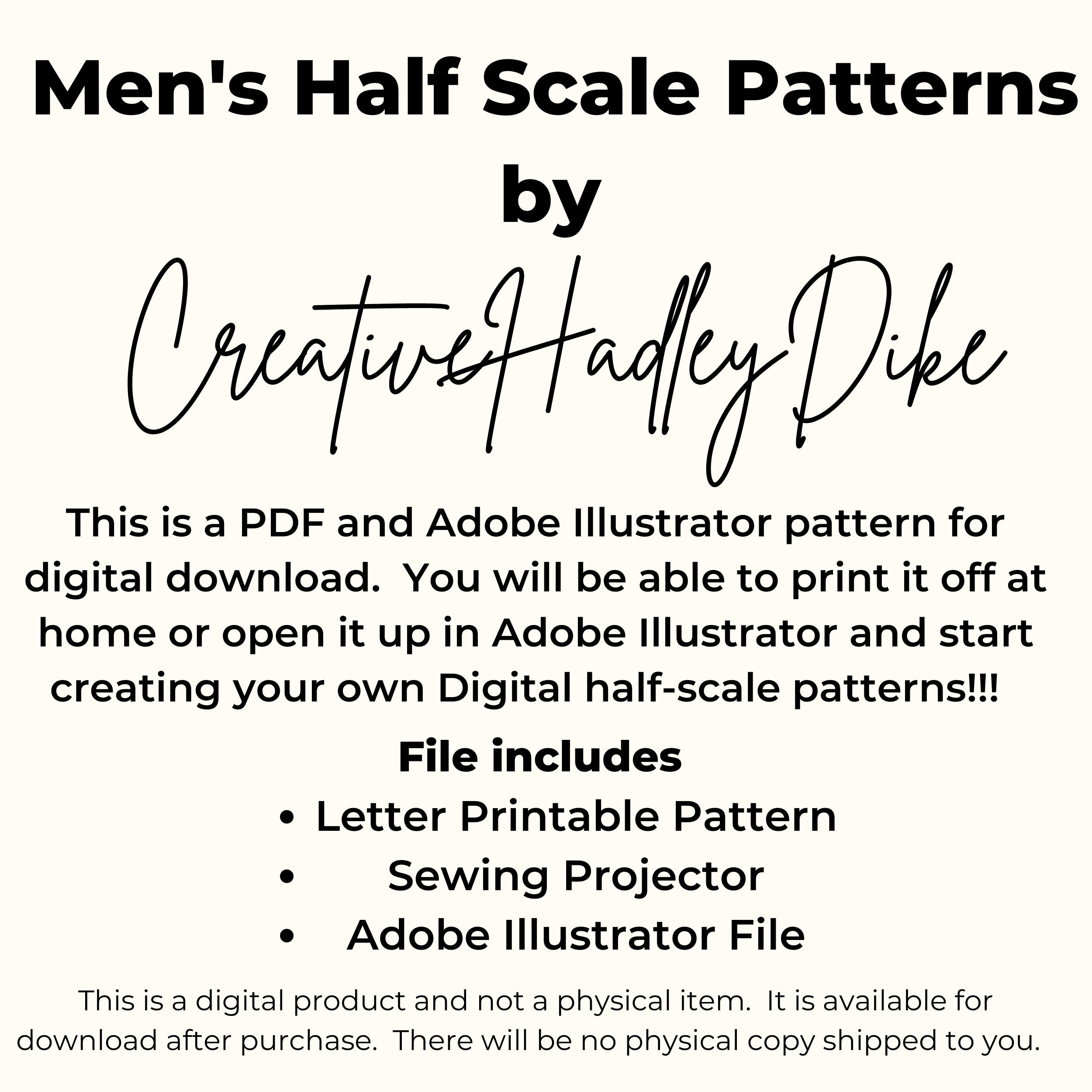 Men's Half Scale Pattern | PDF Pattern Men's Half Scale | Digital Men's ...