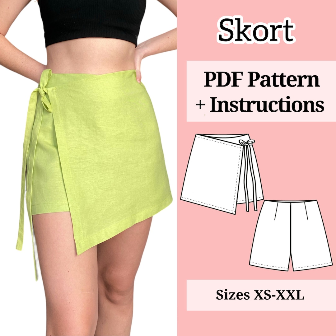 Skirt Sewing Pattern Knot Skort Pattern Skirt Pattern Shorts Sewing ...