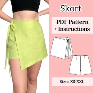 Skirt Sewing Pattern | Knot Skort Pattern | Skirt Pattern | Shorts ...