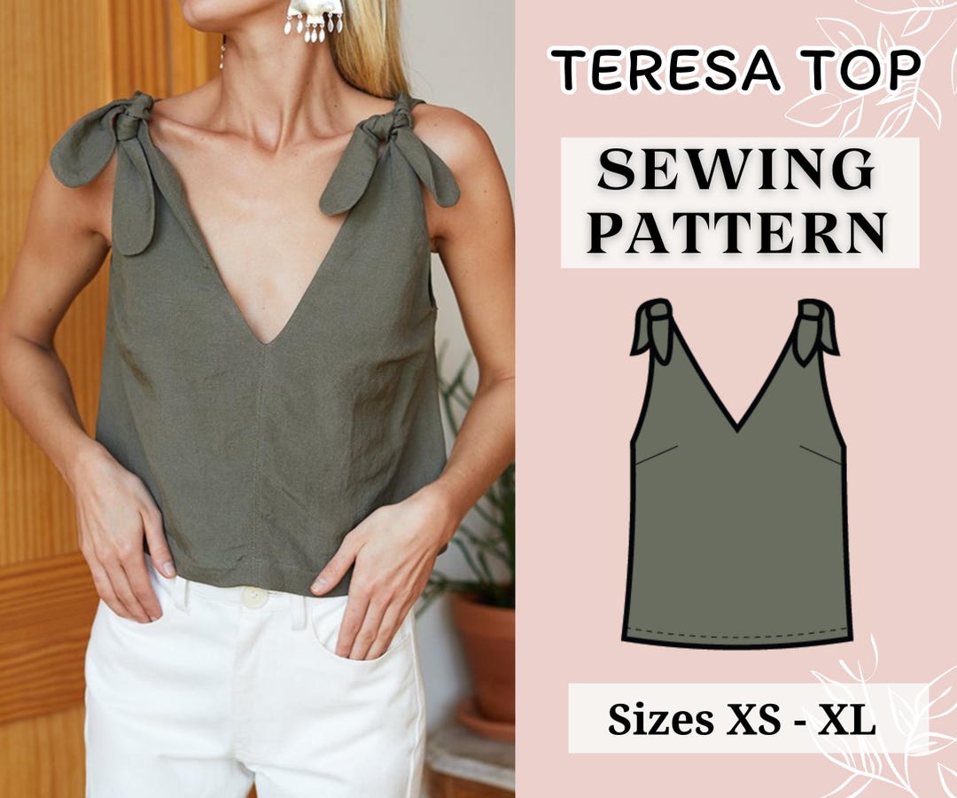 Women Top Pattern | Pdf Sewing Pattern | Puffed Sleeve Peplum Tie Top ...