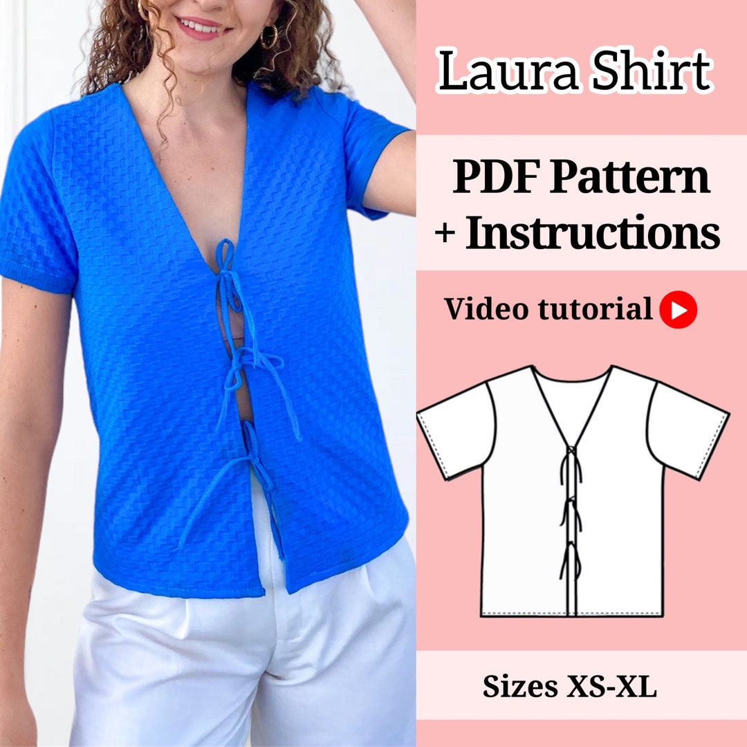 Women Top Pattern Pdf Sewing Pattern Ganni Top Pattern Tie Top Pattern ...
