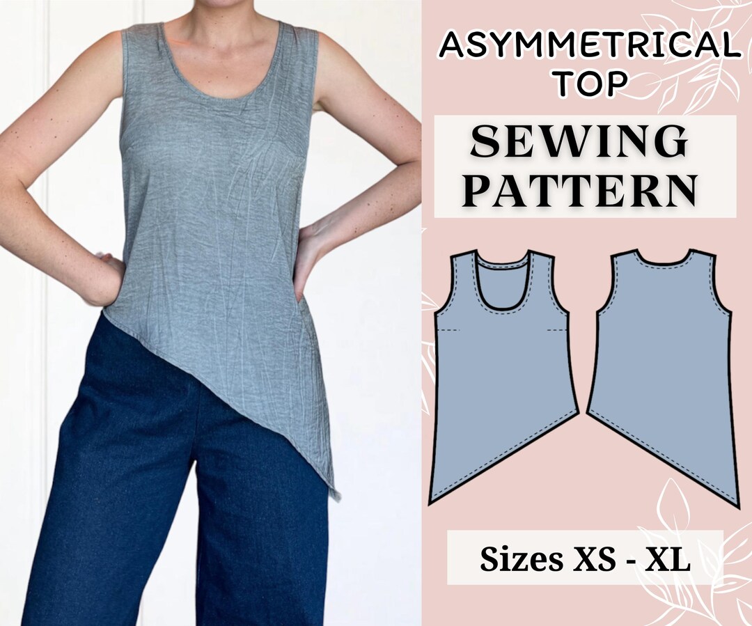 Women Top Pattern | Pdf Sewing Pattern | Asymmetrical Top Pattern | Tie Top Pattern | Top Sewing ...