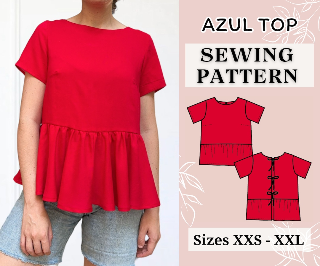 Women Top Pattern | Pdf Sewing Pattern | Sleeve Tie Top Pattern | Tie ...
