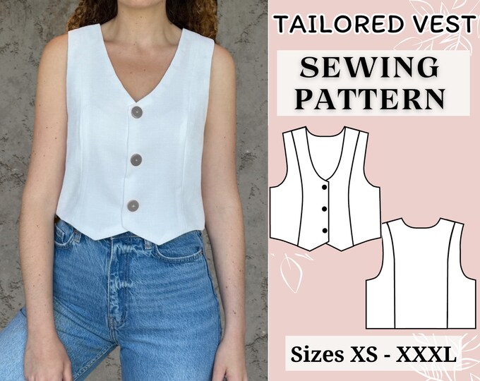Fitted Reversible Vest PDF Sewing Pattern, Sizes 0-12, Digital Sewing ...