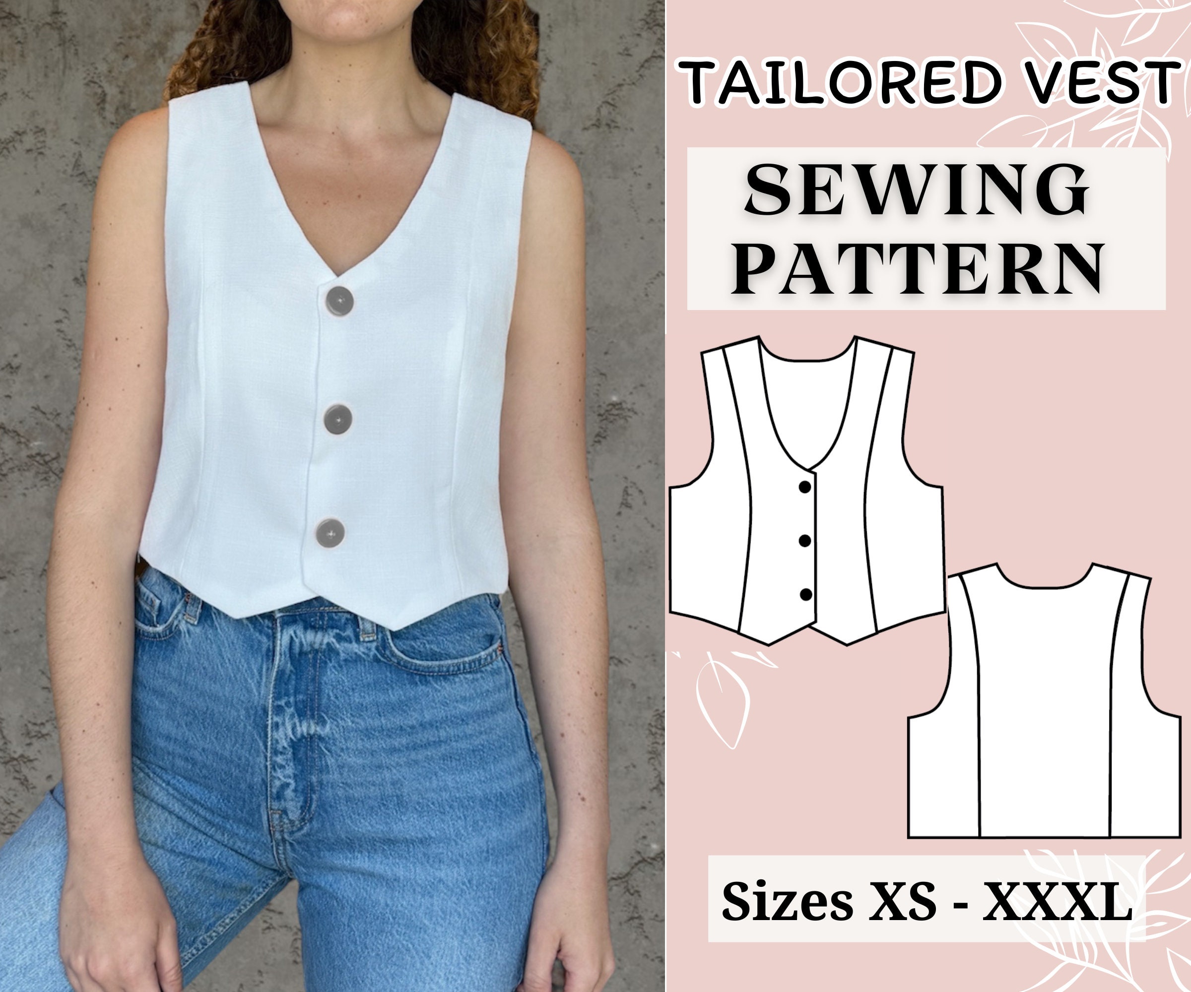 Vest Sewing Pattern | Pdf Sewing Pattern | Waistcoat Sewing Pattern ...