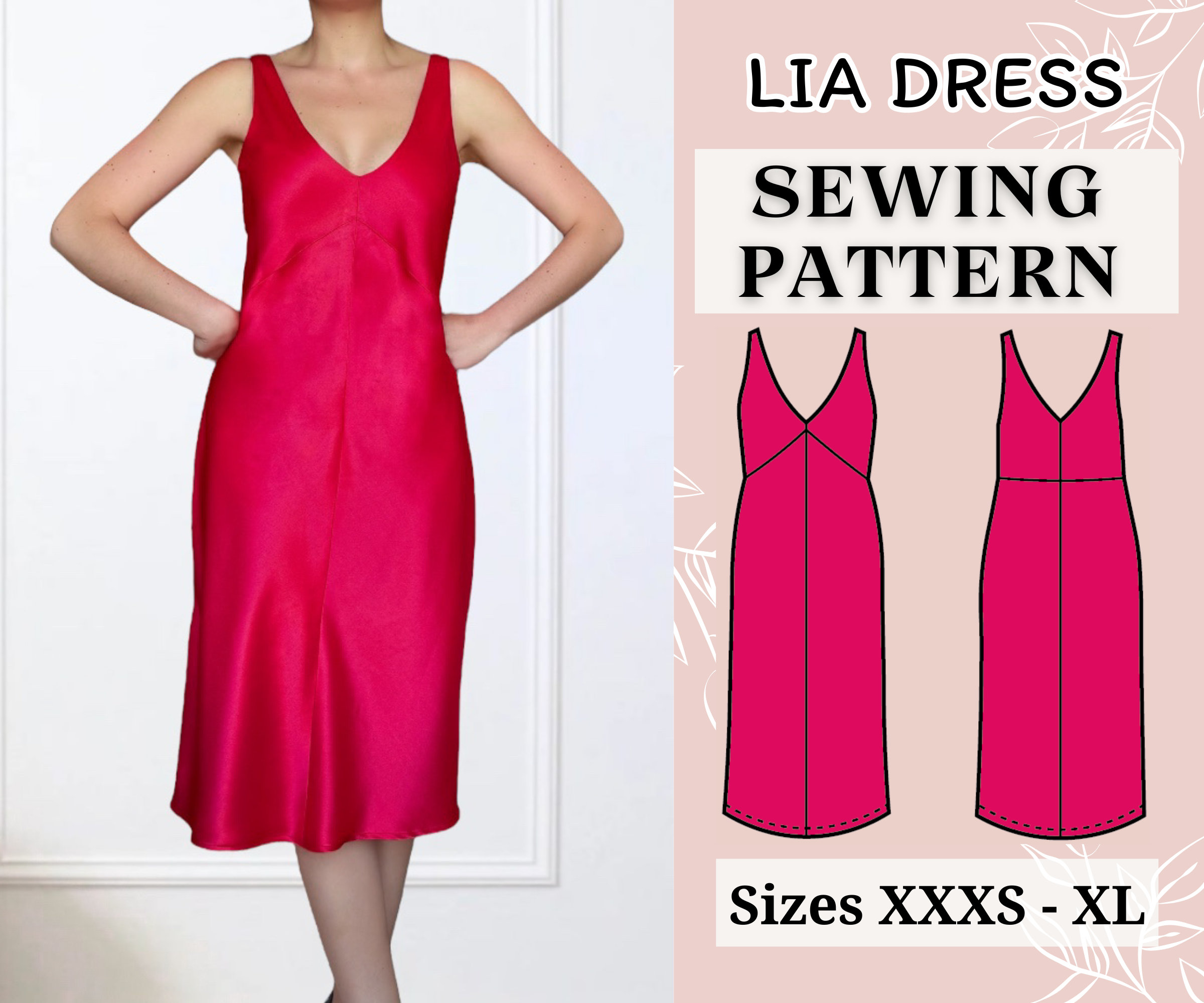 Slip Dress Pattern | Pdf Sewing Pattern | Midi Dress Pattern | Women ...