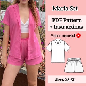 Set Sewing Pattern || Size XS-XL || Shirt Pattern || Shorts Pattern ...