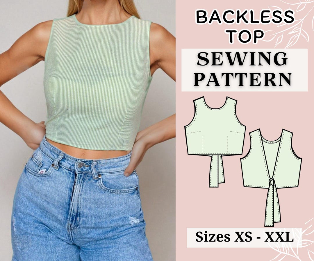 Women Top Pattern | Pdf Sewing Pattern | Backless Top Pattern | Tie Top ...