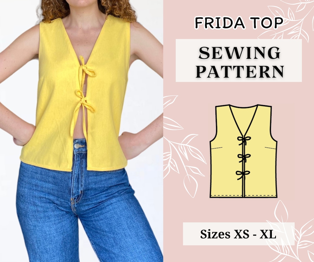 Women Top Pattern | Pdf Sewing Pattern | Puffed Sleeve Peplum Tie Top ...