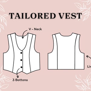 Vest Sewing Pattern | Pdf Sewing Pattern | Waistcoat Sewing Pattern ...